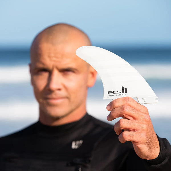 FCS II Julian Wilson PC Tri Fin Set - Large - White/White