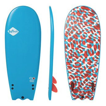 Softech Rocket Attack 4'8" Surfboard - Blue/Red/3D